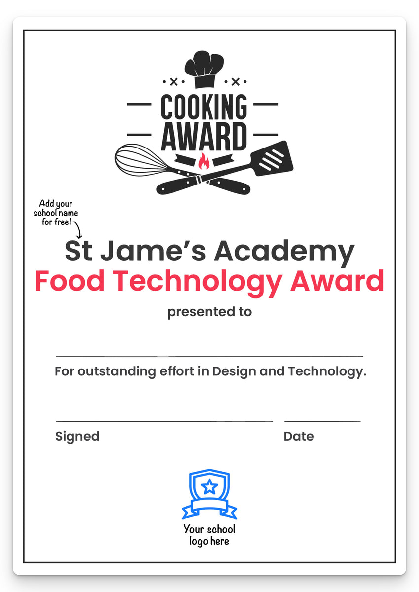 Food Technology Award Certificate – doodle education