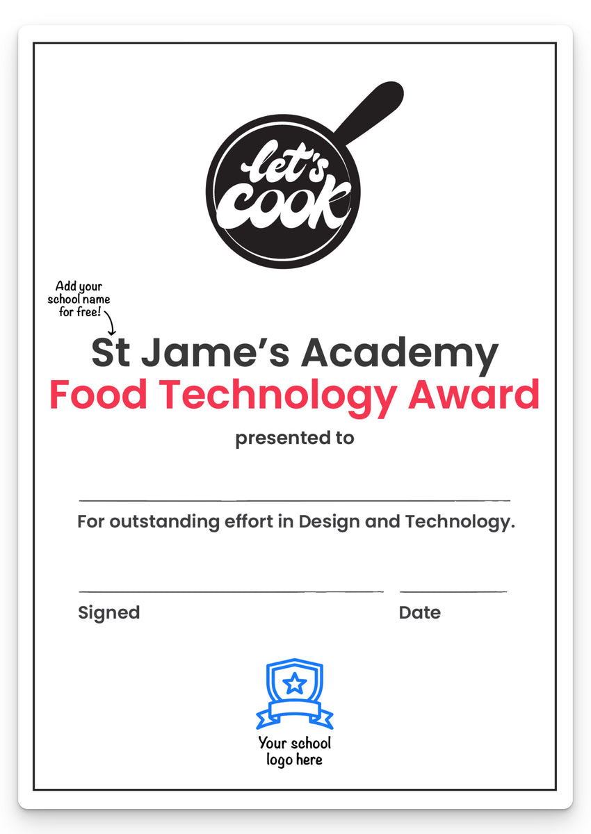 Food Technology Award Certificate – doodle education