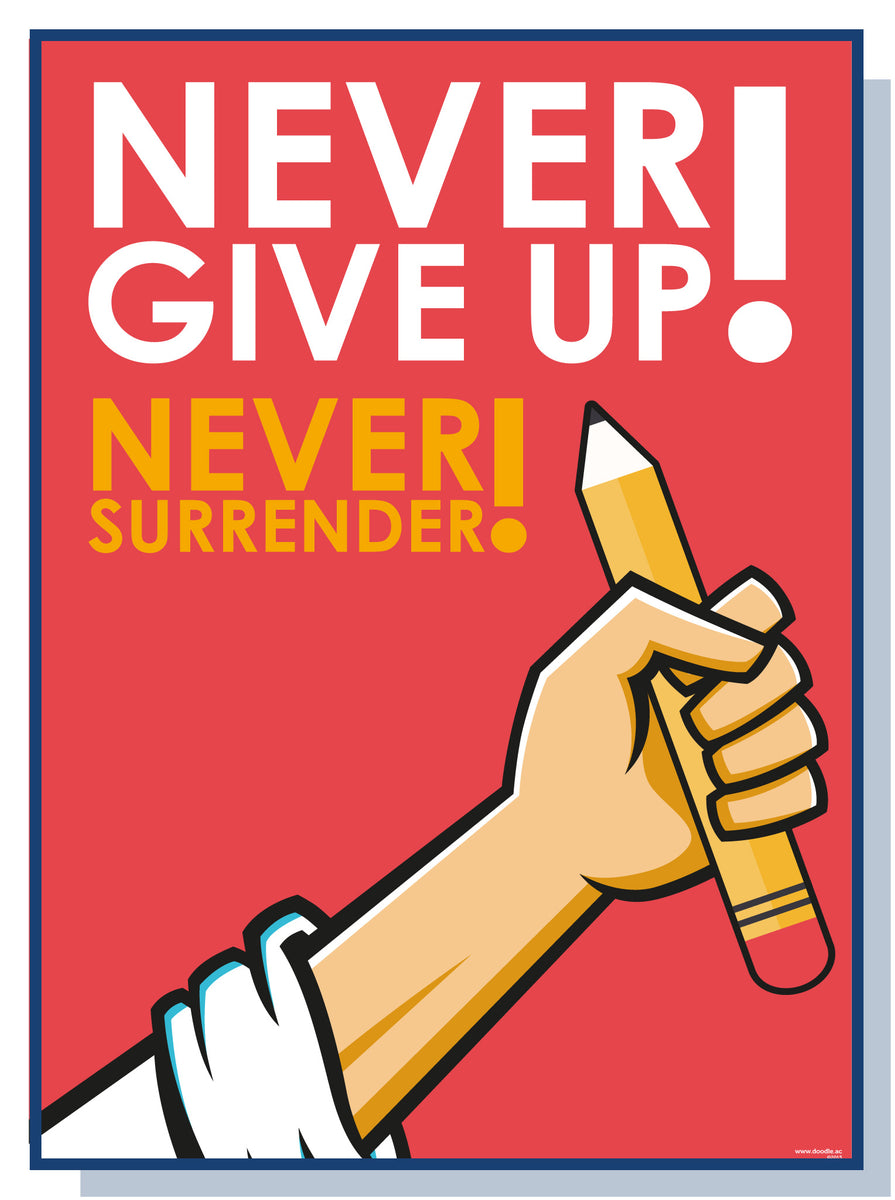 Never give up! poster – doodle education