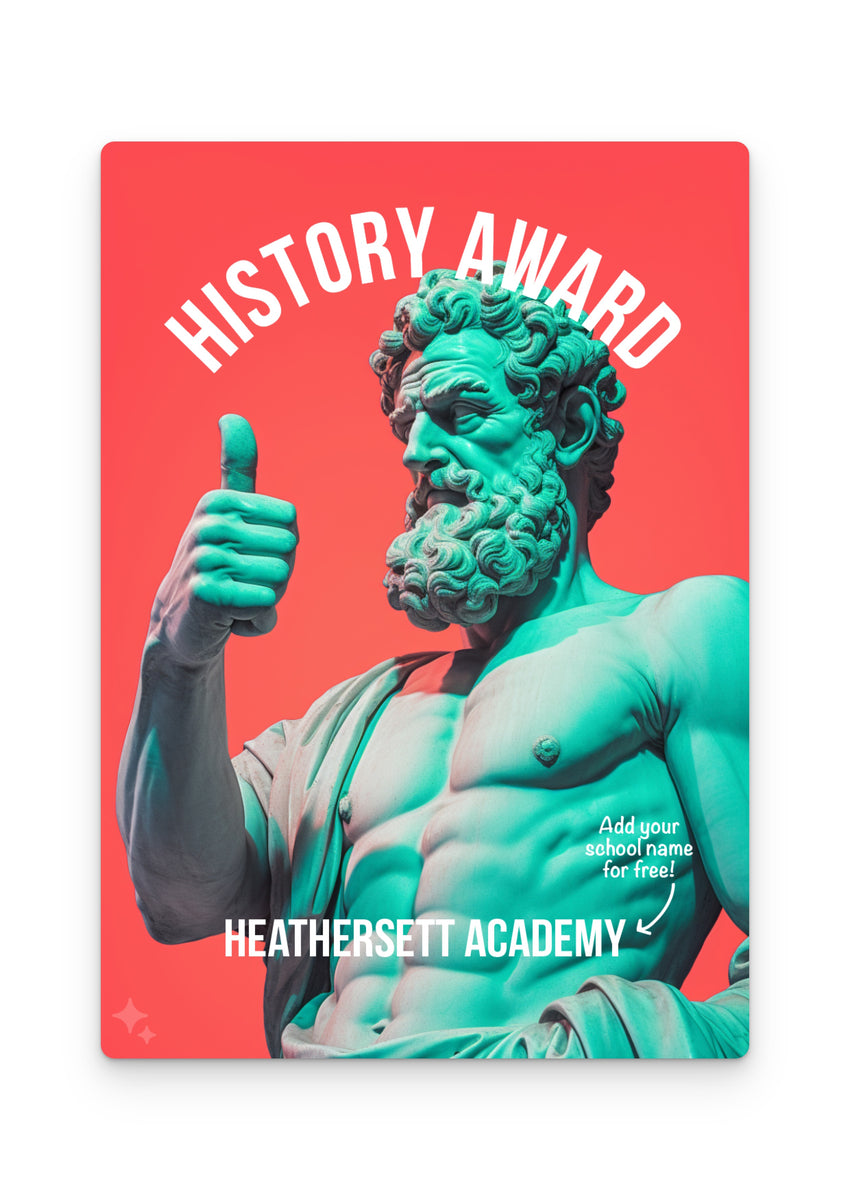 Statue history award postcard – doodle education