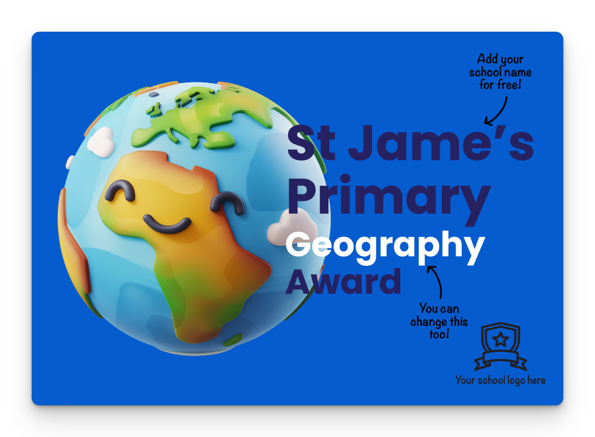 Geography award postcard – doodle education