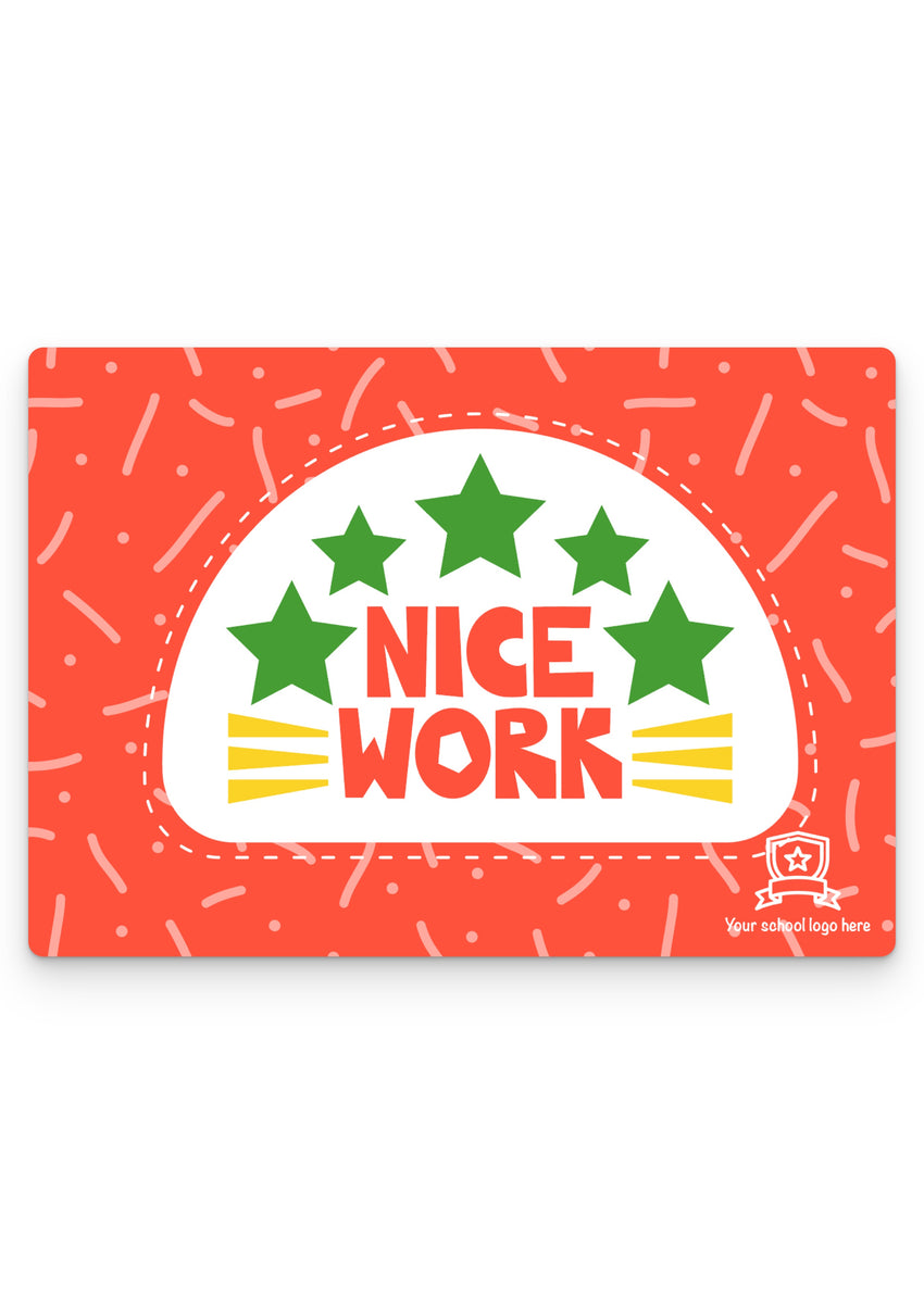 Nice work! award postcard – doodle education