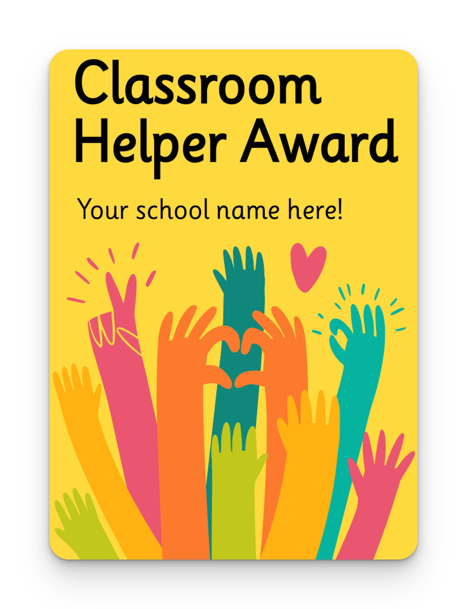 Classroom helper award postcard – doodle education