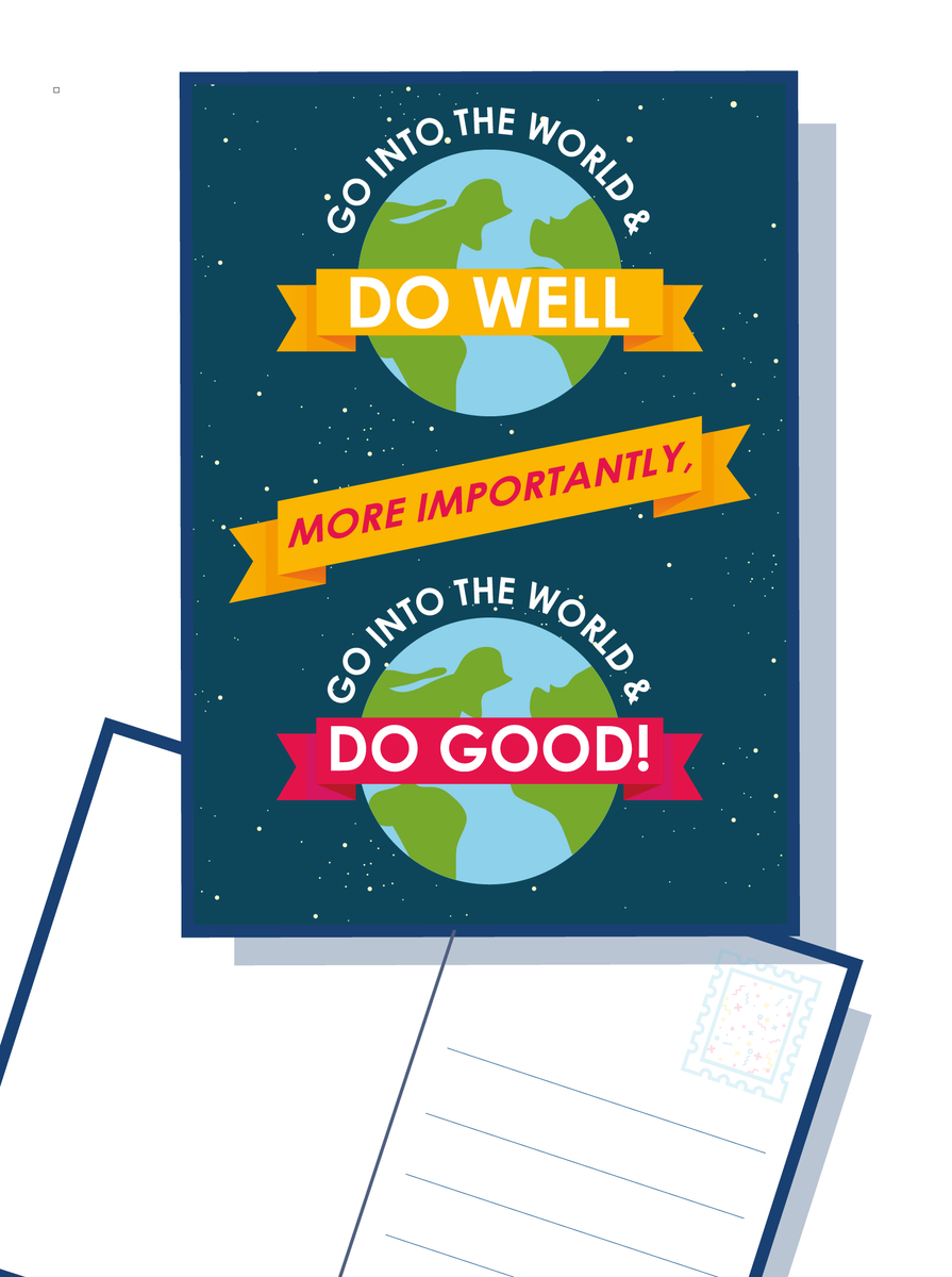 Do good! postcard – doodle education