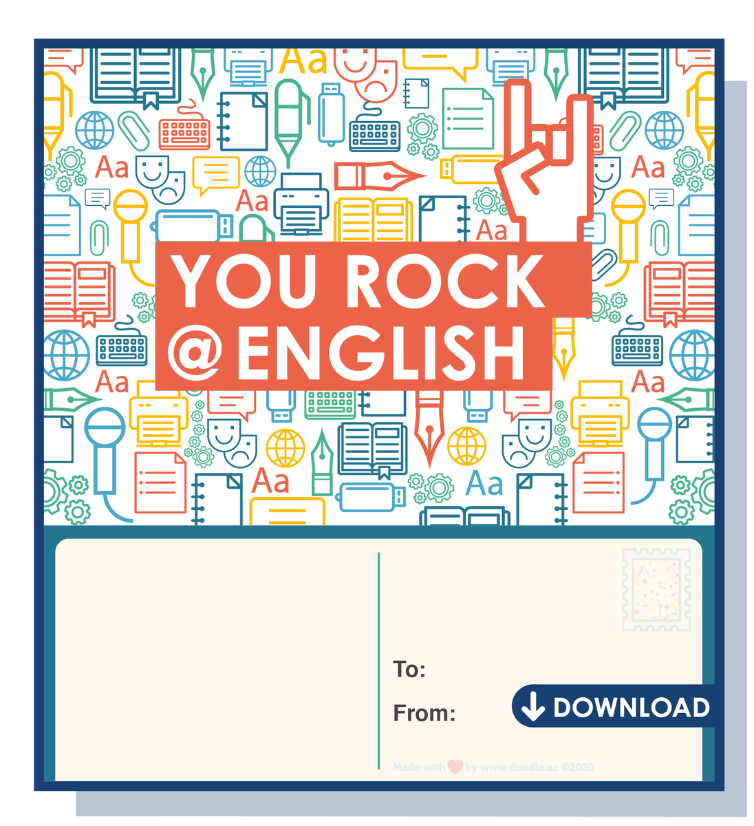 You rock @ English digital postcard – doodle education