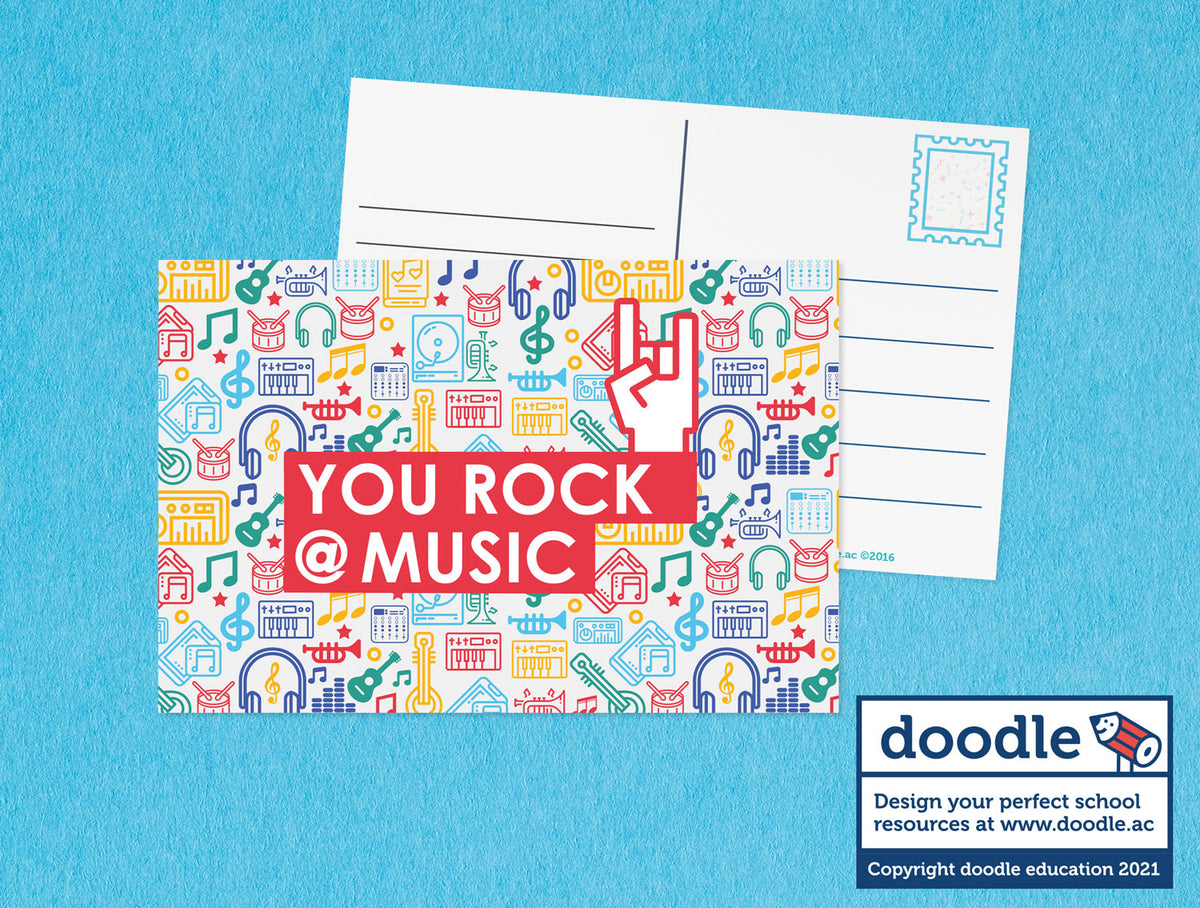 You rock at music postcard – doodle education