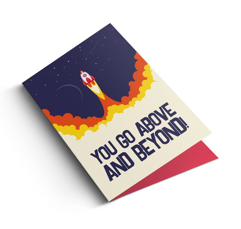 Above and beyond greeting card (pack of 20) – doodle education