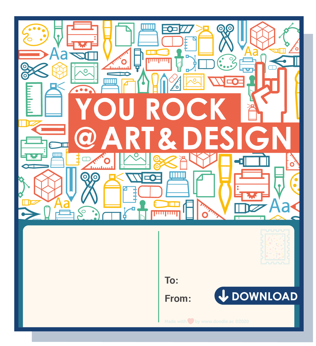 You rock @ art digital postcard – doodle education