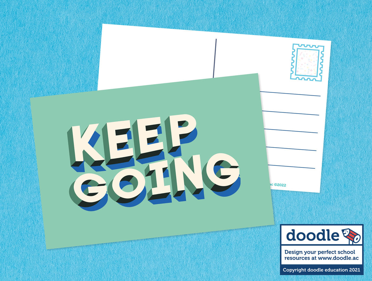 Keep going postcard – doodle education