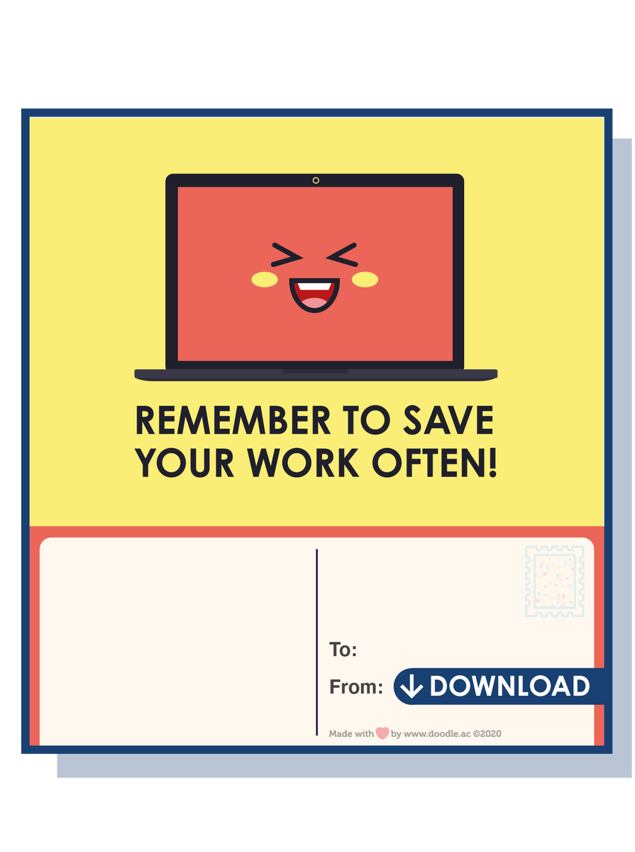 Save your work digital postcard – doodle education